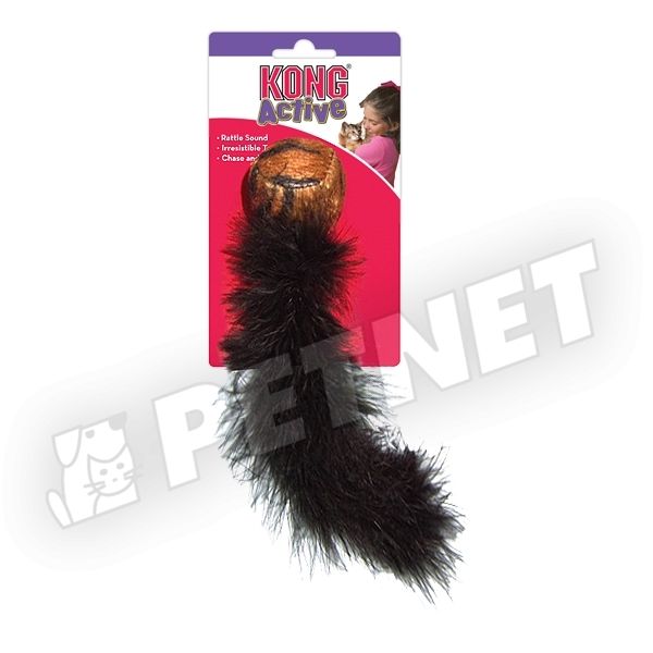 KONG Cat Active Wild Tails black 25cm - csörgős labda puha tollboával ...